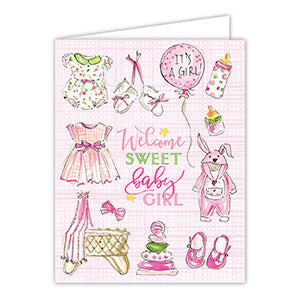 Welcome Sweet Baby Girl Card – Sparkle and Swag Party