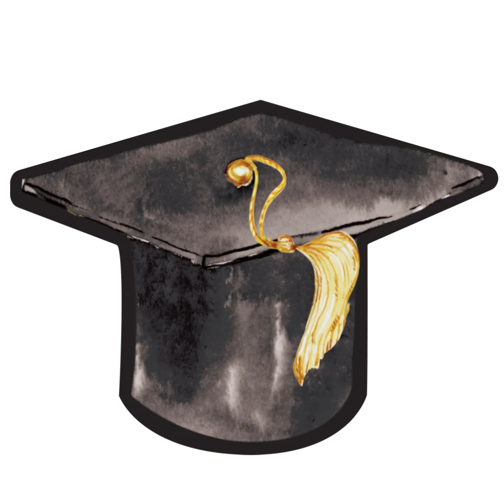 Die Cut Watercolor Graduation Cap Plates – Sparkle and Swag Party