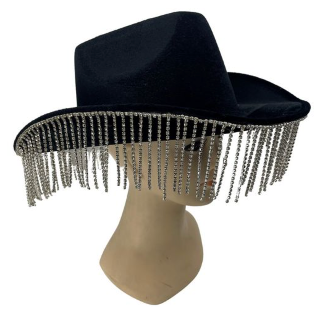Rhinestone Fringe Cowboy Hat – Sparkle and Swag Party